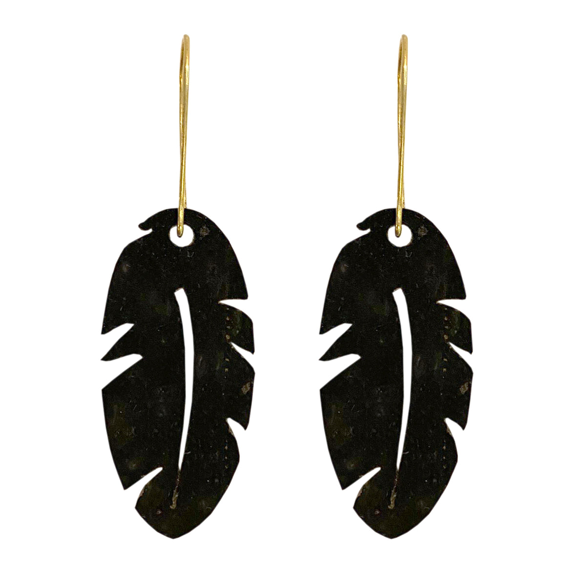 Feather Cork Earrings | Black Cork – Natalie Therése